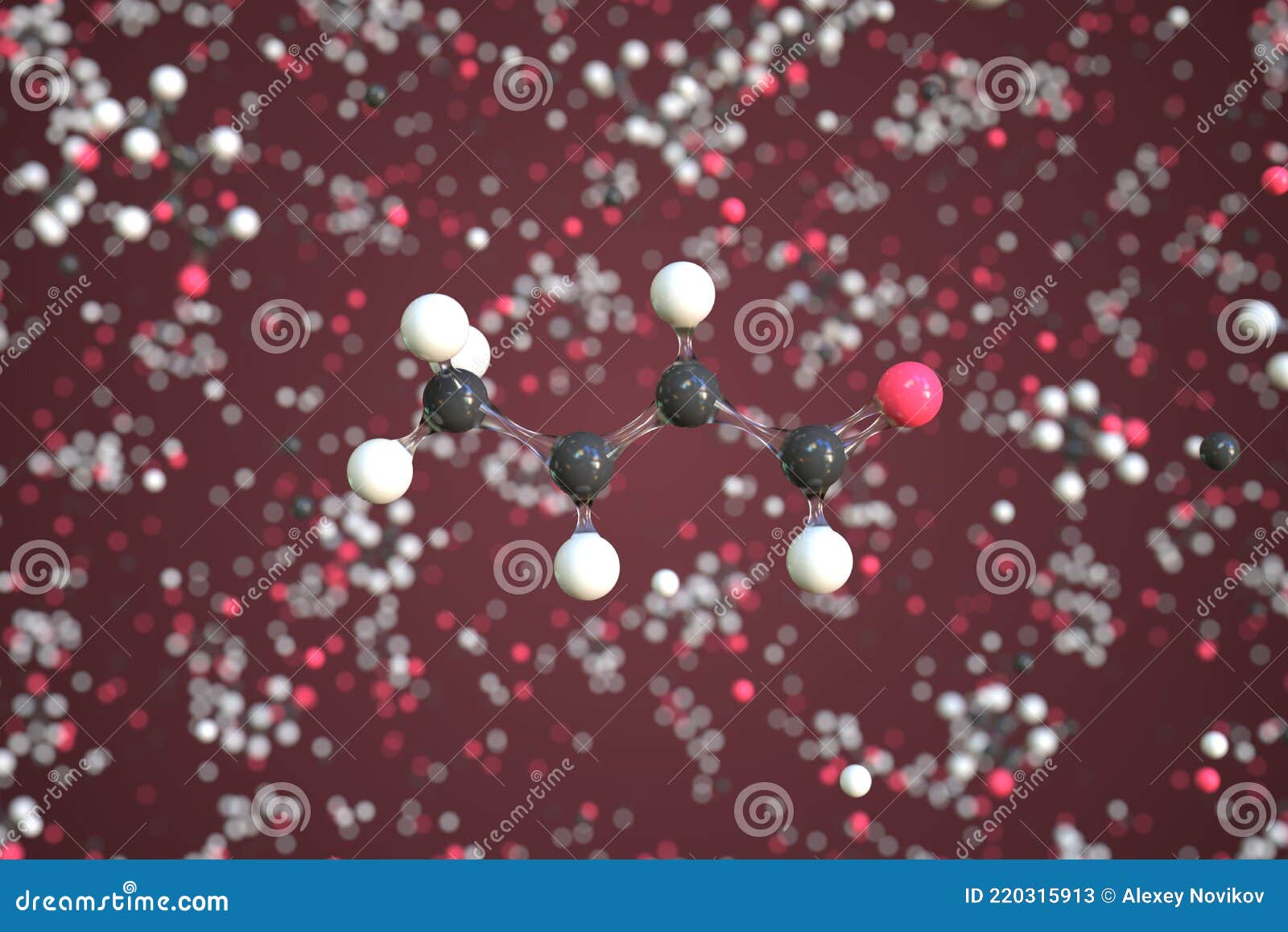 Crotonaldehyde Molecule, Conceptual Molecular Model. Chemical 3d ...