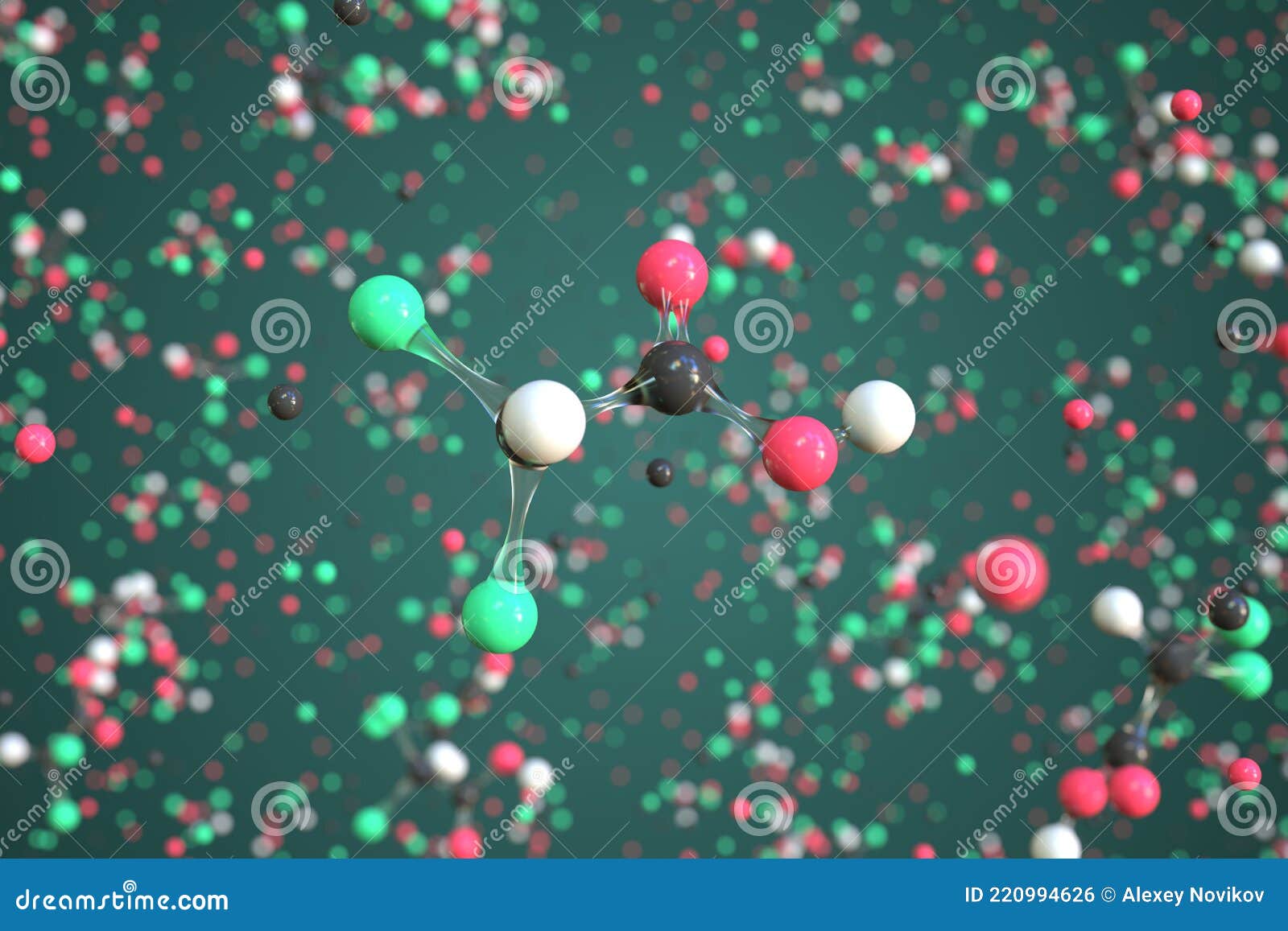 Dichloroacetic Acid DCA, Bichloroacetic Acid BCA, C2H2Cl2O2 Molecule ...
