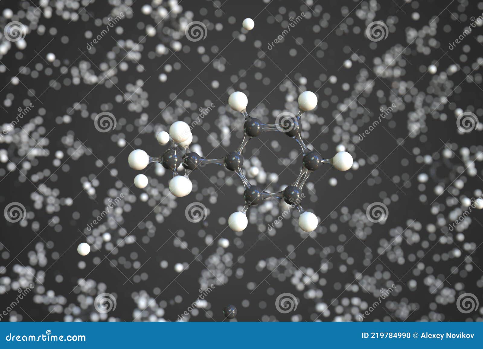 Ethylbenzene Molecule, Scientific Molecular Model, 3d Rendering Stock ...