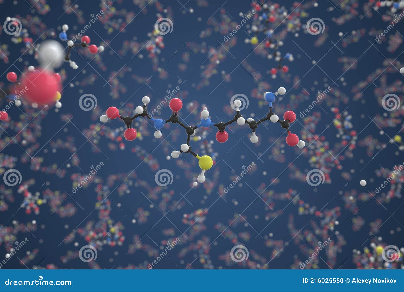 Glutathione Molecule, Scientific Molecular Model, 3d Rendering Stock ...