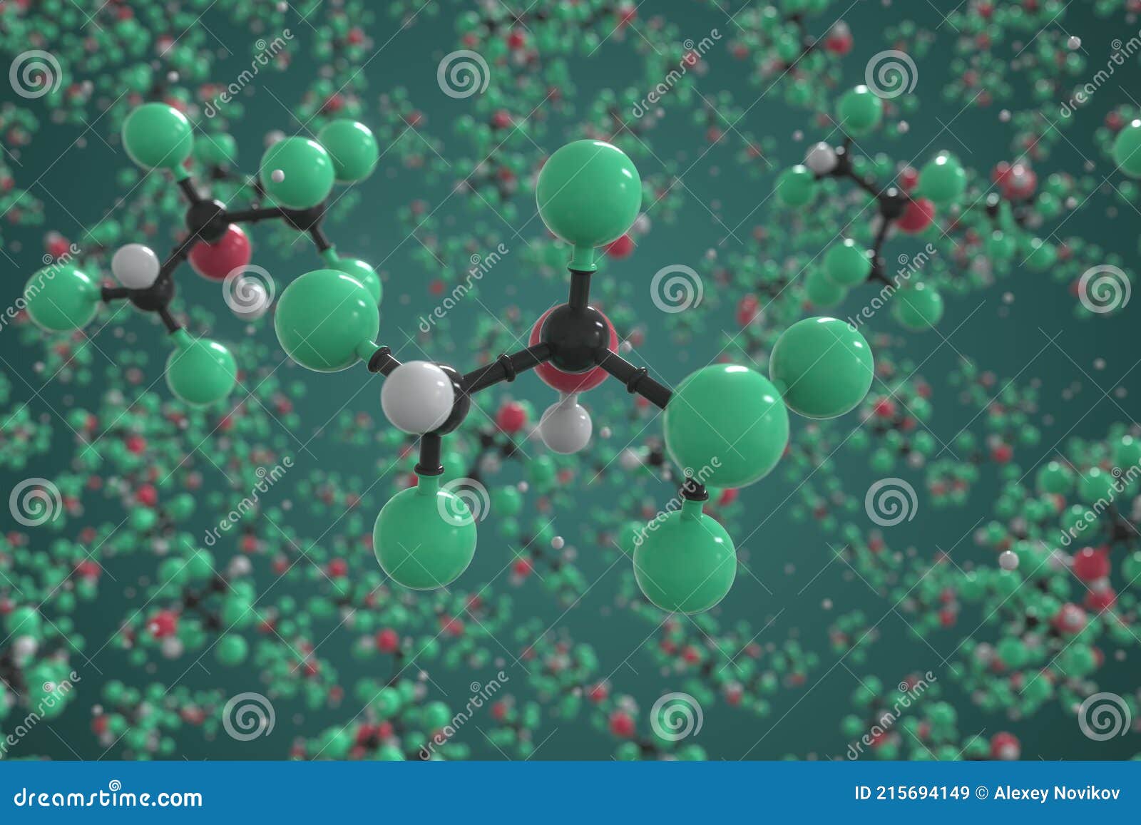 1-propanol Molecule 3d Rendering, Flat Molecular Structure With ...