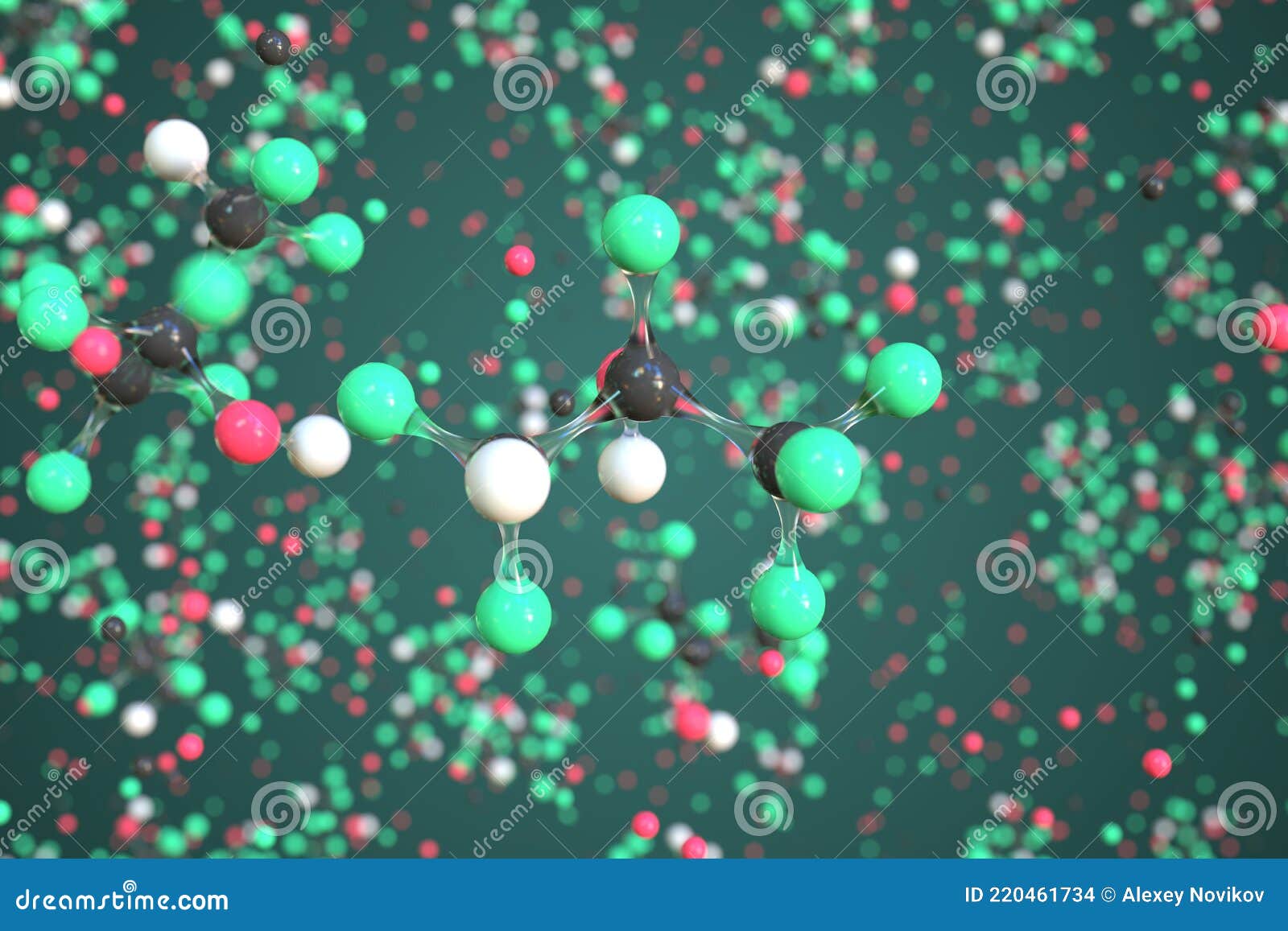 1-propanol Molecule 3d Rendering, Flat Molecular Structure With ...