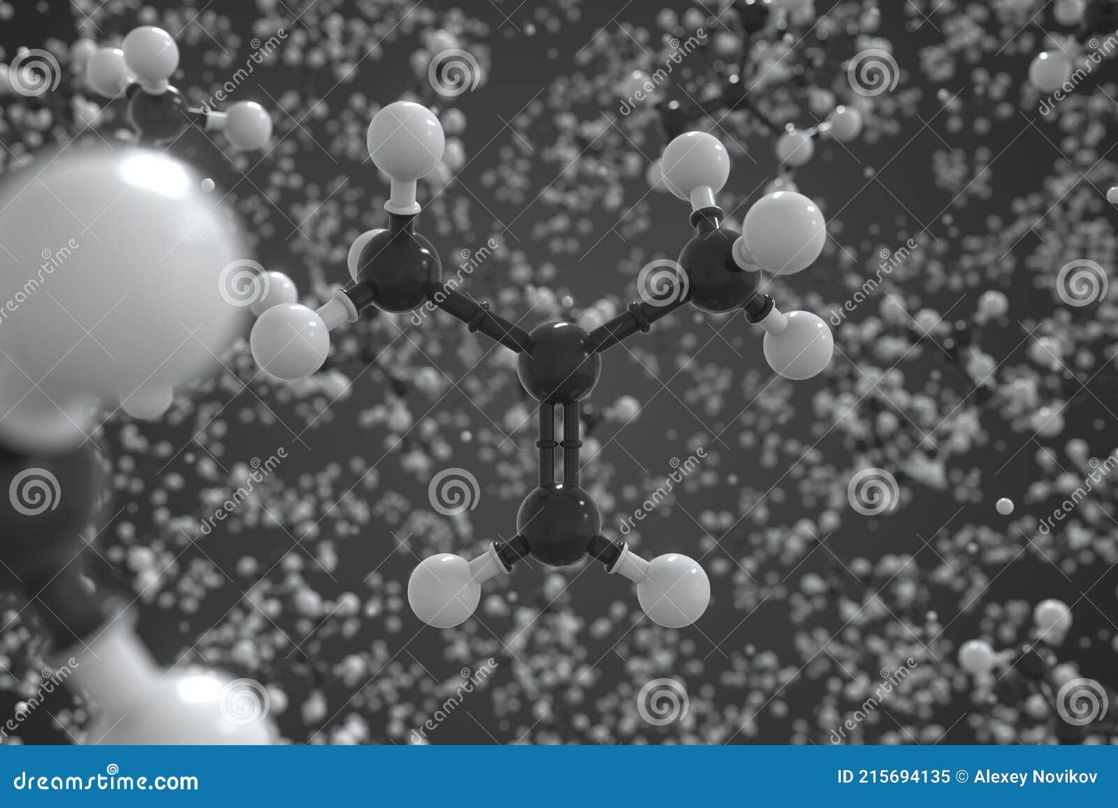 Isobutylene Molecule, Structural Chemical Formula, Ball-and-stick Model ...