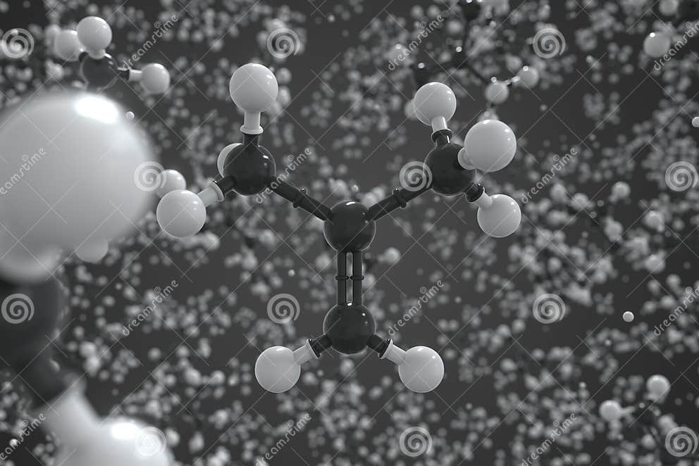 Isobutylene Molecule, Scientific Molecular Model, 3d Rendering Stock ...