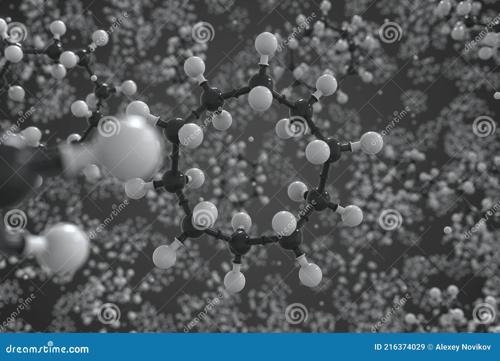 Molecule of Cyclodecane, Ball-and-stick Molecular Model. Scientific 3d ...