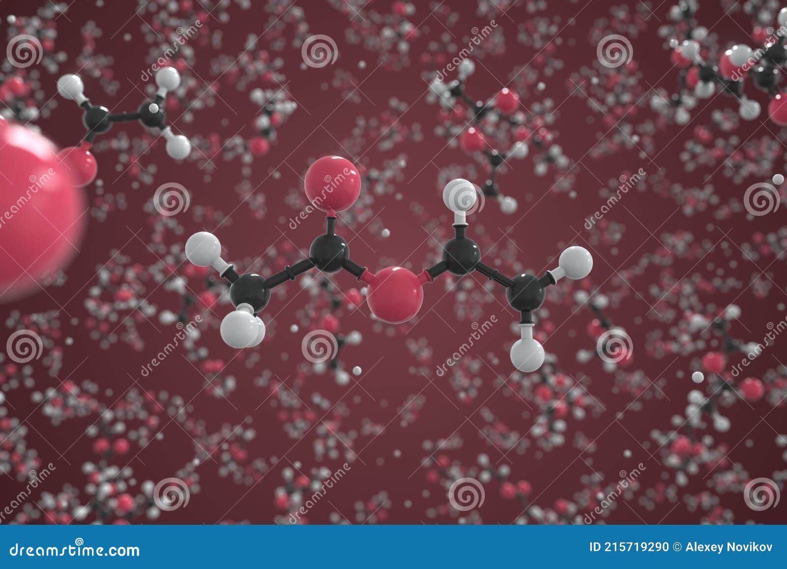Vinyl Acetate. Molecular Model, 3d Rendering, Structural Chemical ...