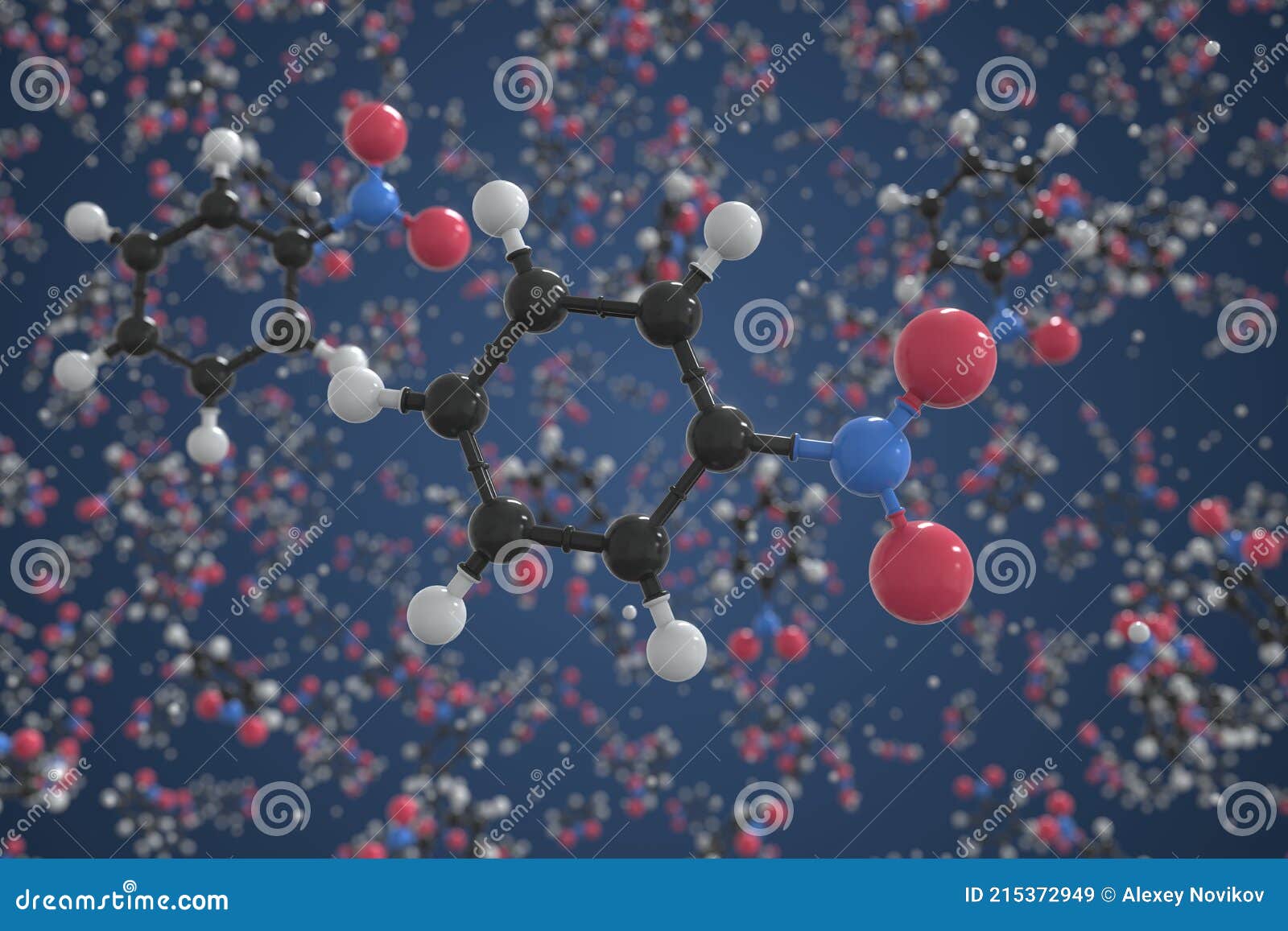Nitrobenzene Molecule 3d, Molecular Structure, Ball And Stick Model ... Nitrobenzene Molecule 3d, Molecular Structure, Ball And Stick Model ...