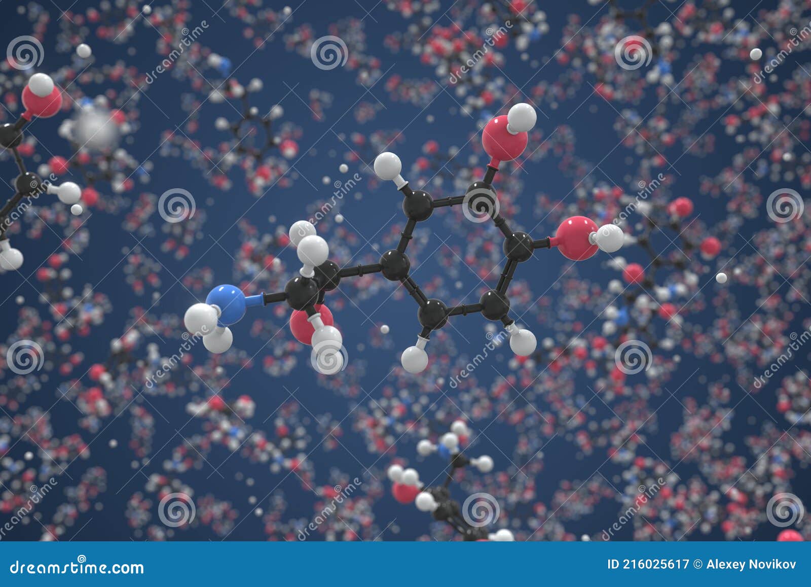 Noradrenaline Molecule Made with Balls, Scientific Molecular Model ...