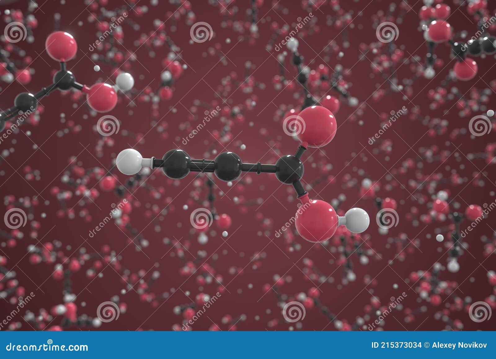 Propiolic Acid Molecule, Ball-and-stick Molecular Model. Chemical 3d ...