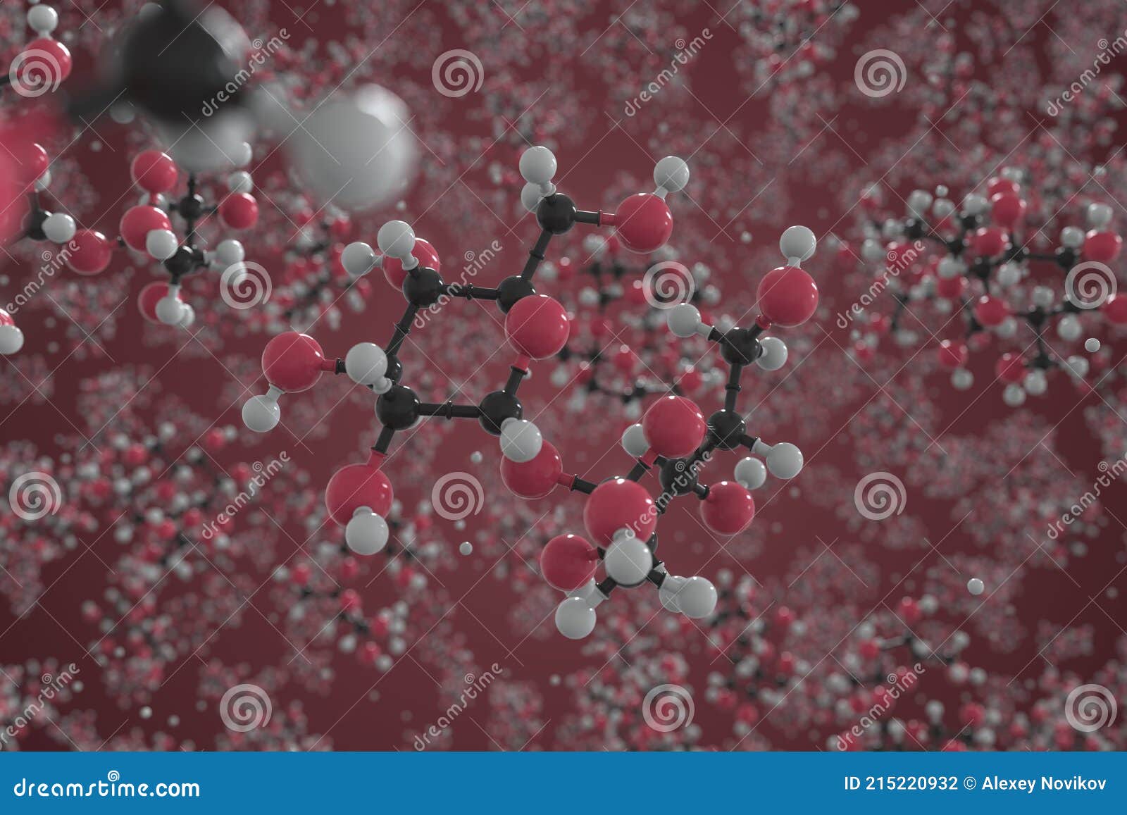 Sugar Molecule, Ball-and-stick Molecular Model. Chemical 3d Rendering ...