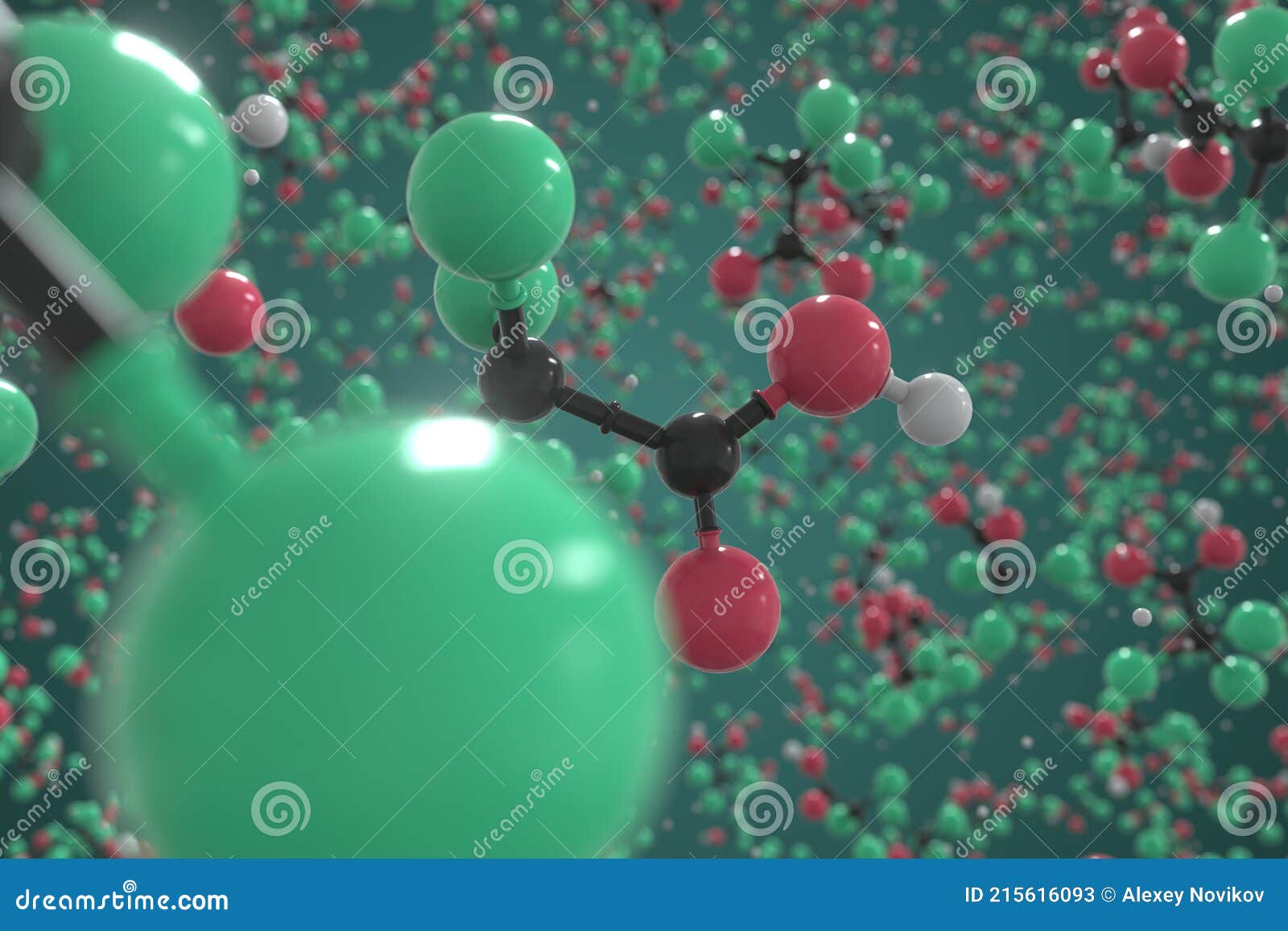 Trichloroacetic Acid Molecule, Ball-and-stick Molecular Model. Chemical ...