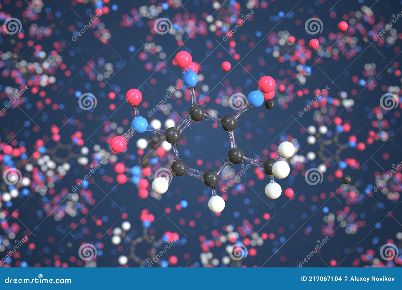 Trinitrotoluene Molecule Made with Balls, Conceptual Molecular Model ...