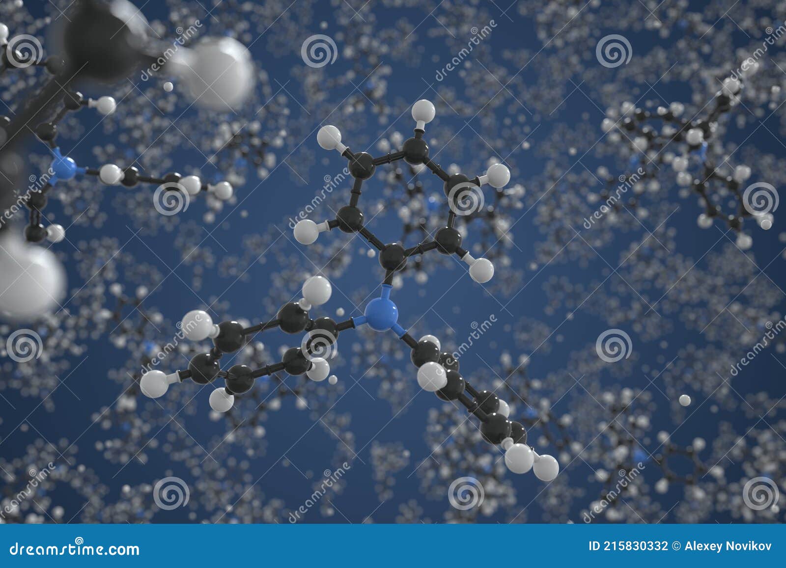 Triphenylamine Molecule, Scientific Molecular Model, 3d Rendering Stock ...