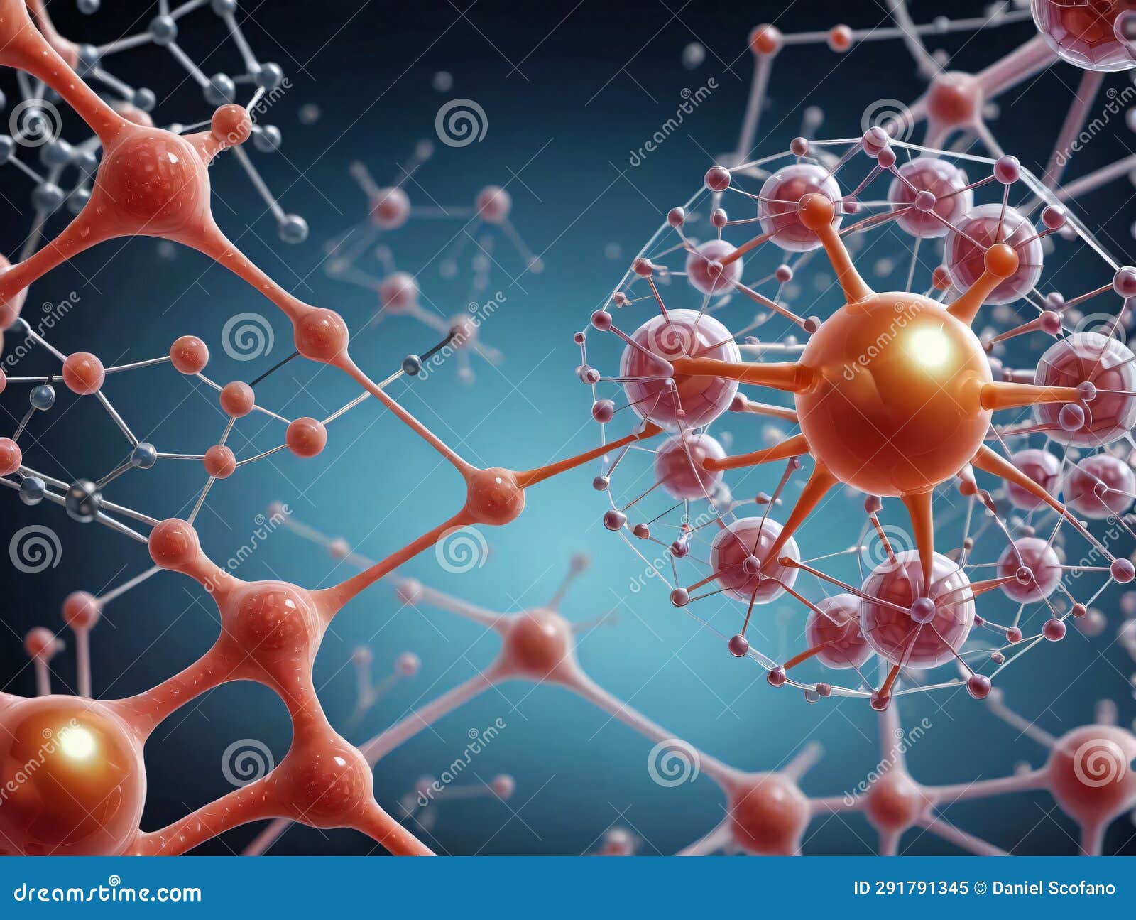 A Molecule with Many Molecules. Generative AI Stock Illustration ...