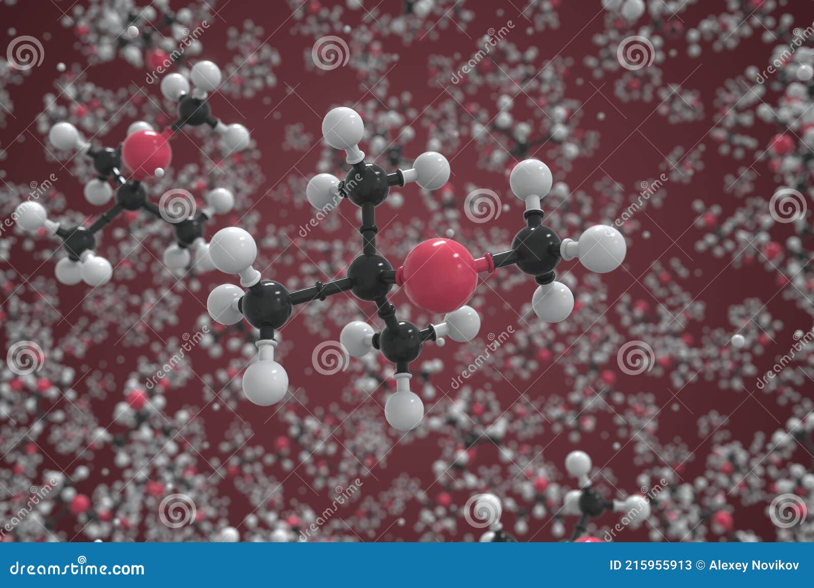 Tert-butyl Alcohol Tert-butanol Solvent Molecule. 3D Rendering. Atoms ...