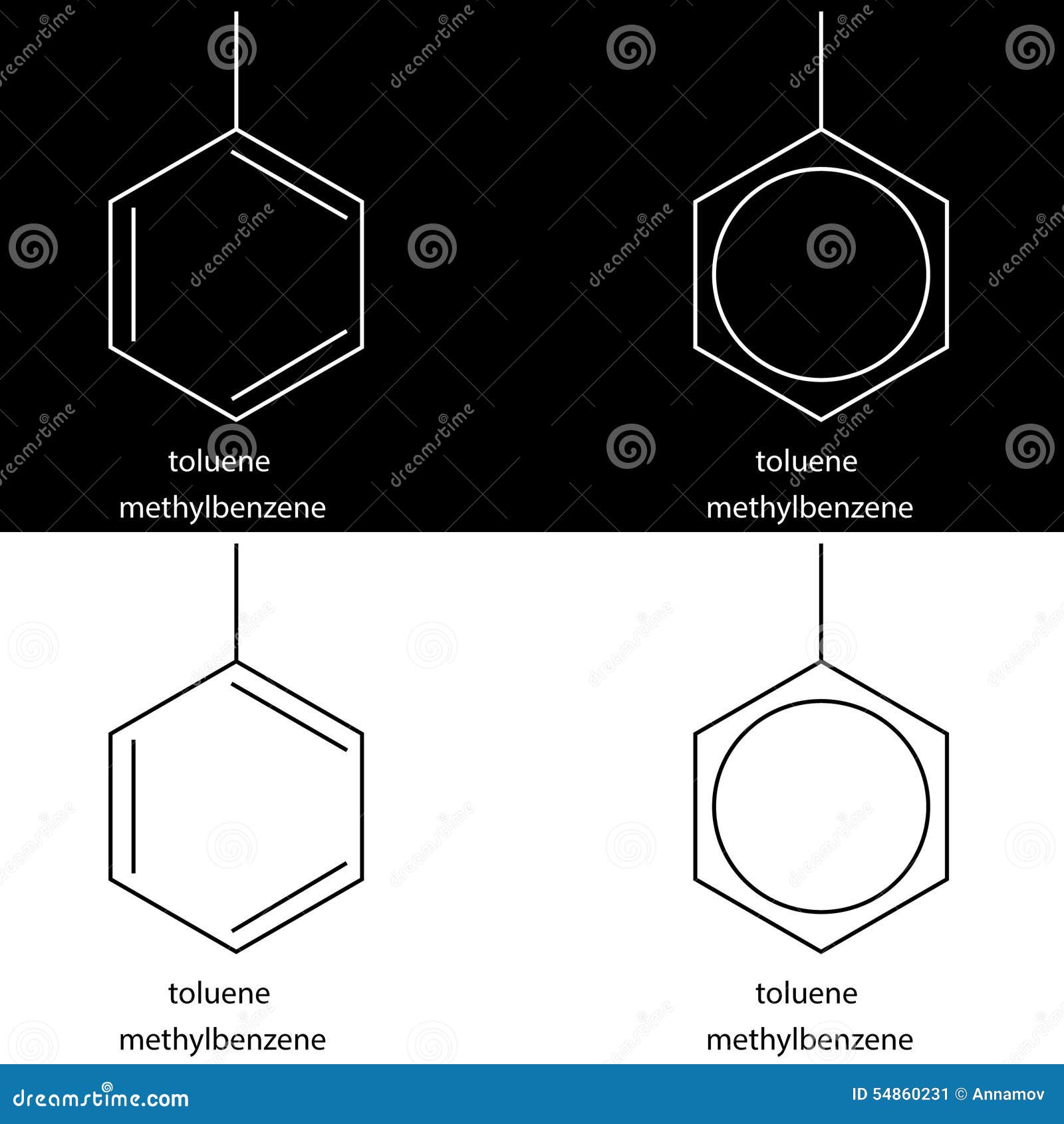 Toluene Methylbenzene, Toluol Chemical Solvent Molecule. Skeletal ...