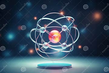 Molecule Model with Electrons and Atom. Generative AI Stock Photo ...