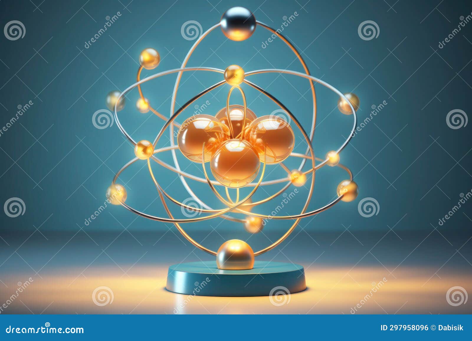 Molecule Model with Electrons and Atom. Generative AI Stock Photo ...
