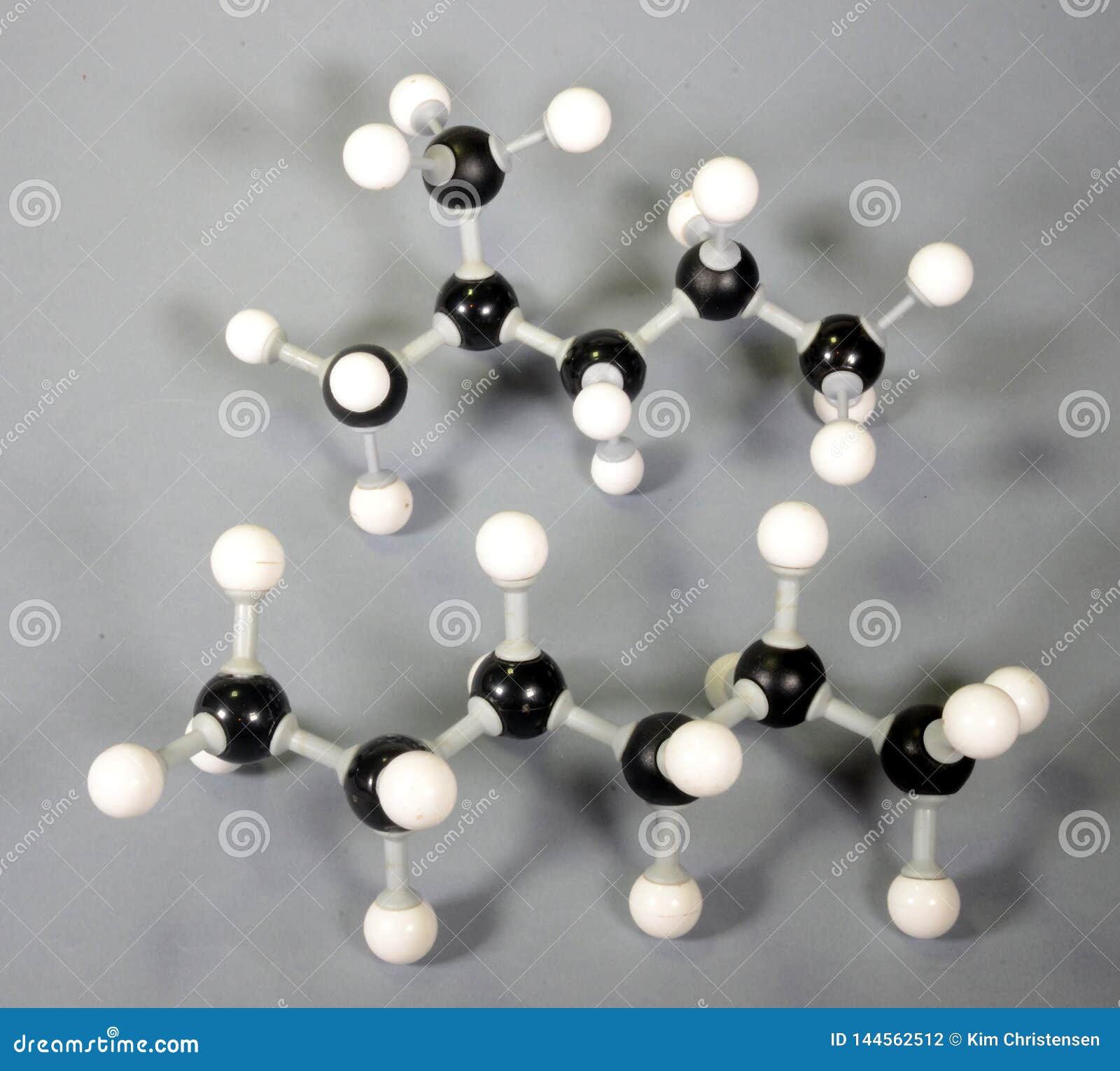 Molecule Model of the Isomer Isohexane and Hexane. Stock Photo - Image ...