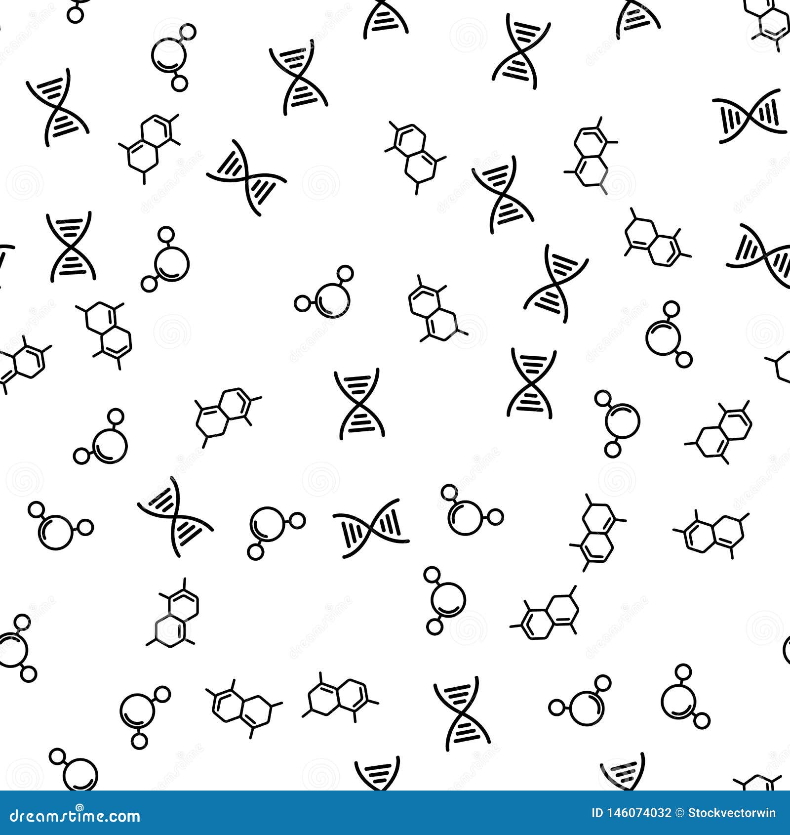 Molecule Model Outline Set Seamless Pattern Vector Stock Vector ...