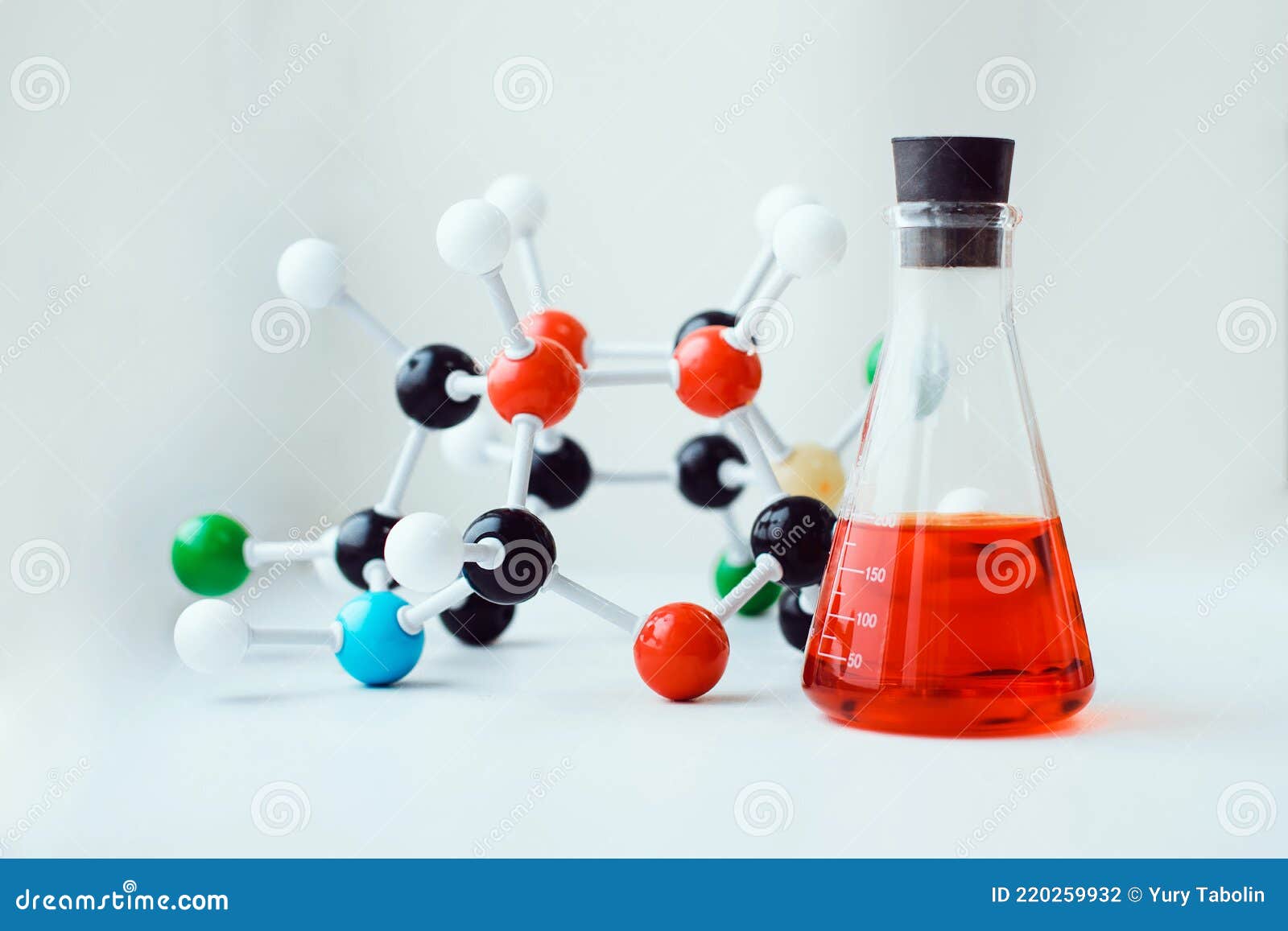 Molecule Model of a Substance on a White Background. Atoms of Matter ...