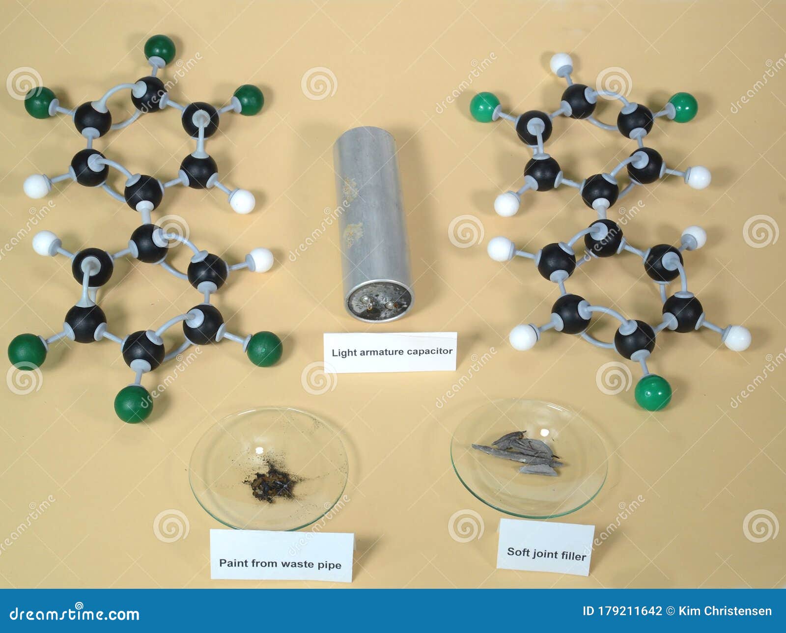 Molecule Models of Two Variants of PCB - Polychlorinated Biphenyl, a ...