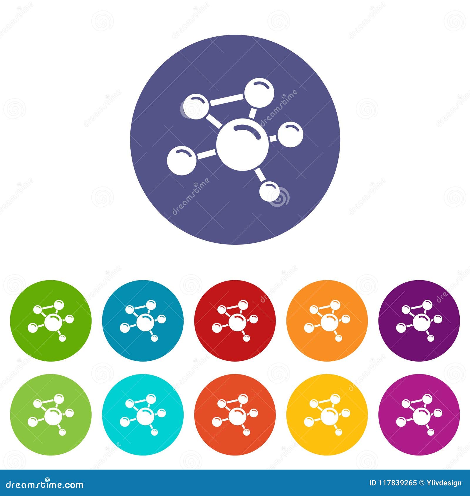 Molecule Molecular Icons Set Vector Color Stock Vector - Illustration ...