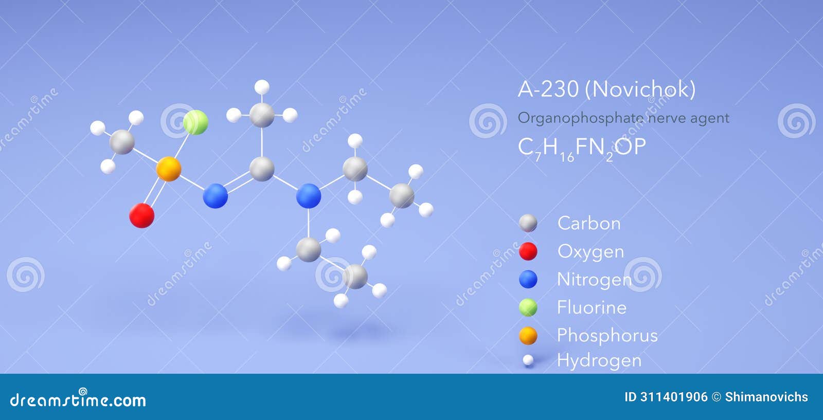 A-230 Molecule, Molecular Structures, Novichok a-230, 3d Model ...
