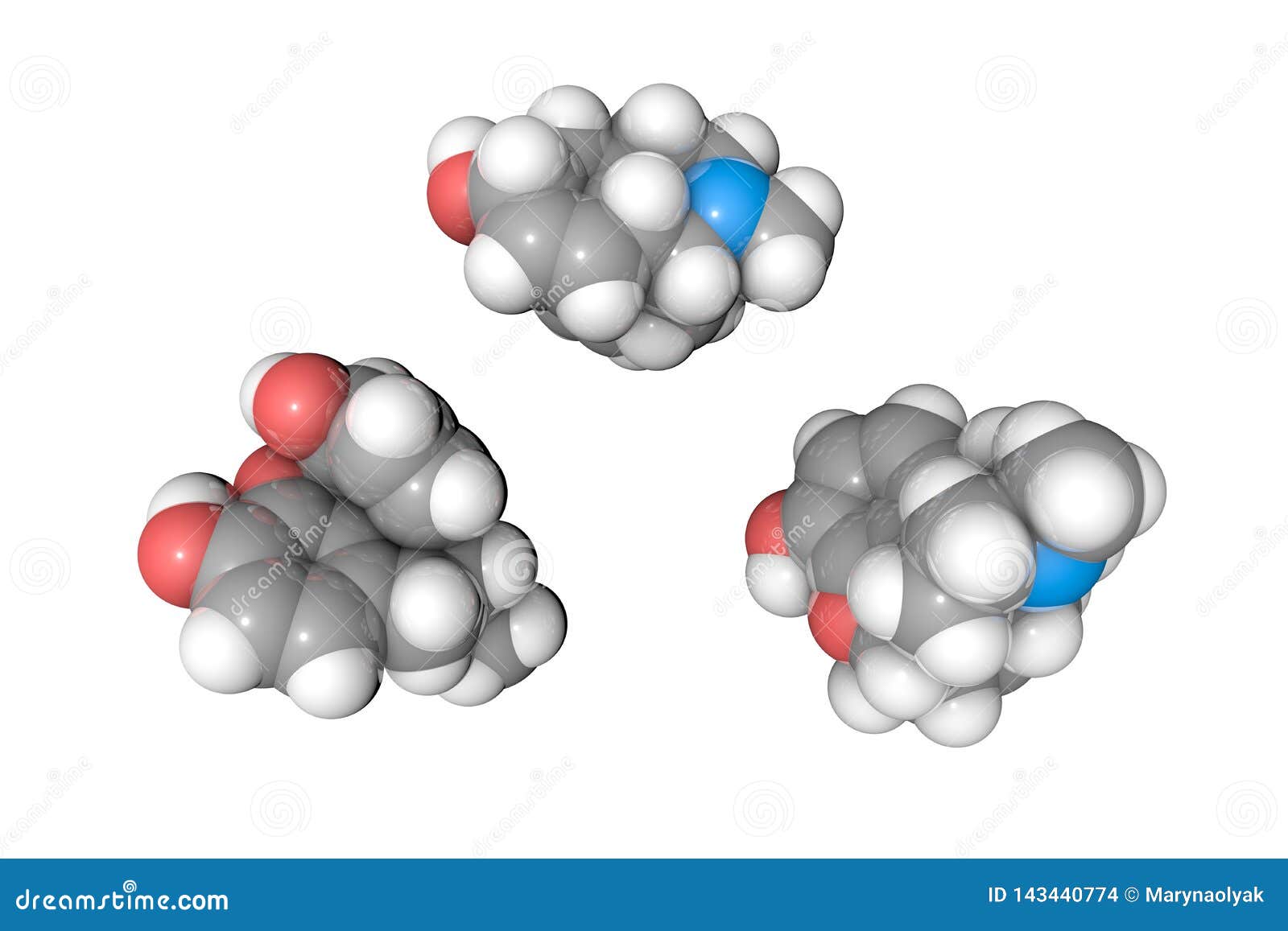 Molecule Morphine. Morphine is an Opioid Agonist. Atoms are Represented ...