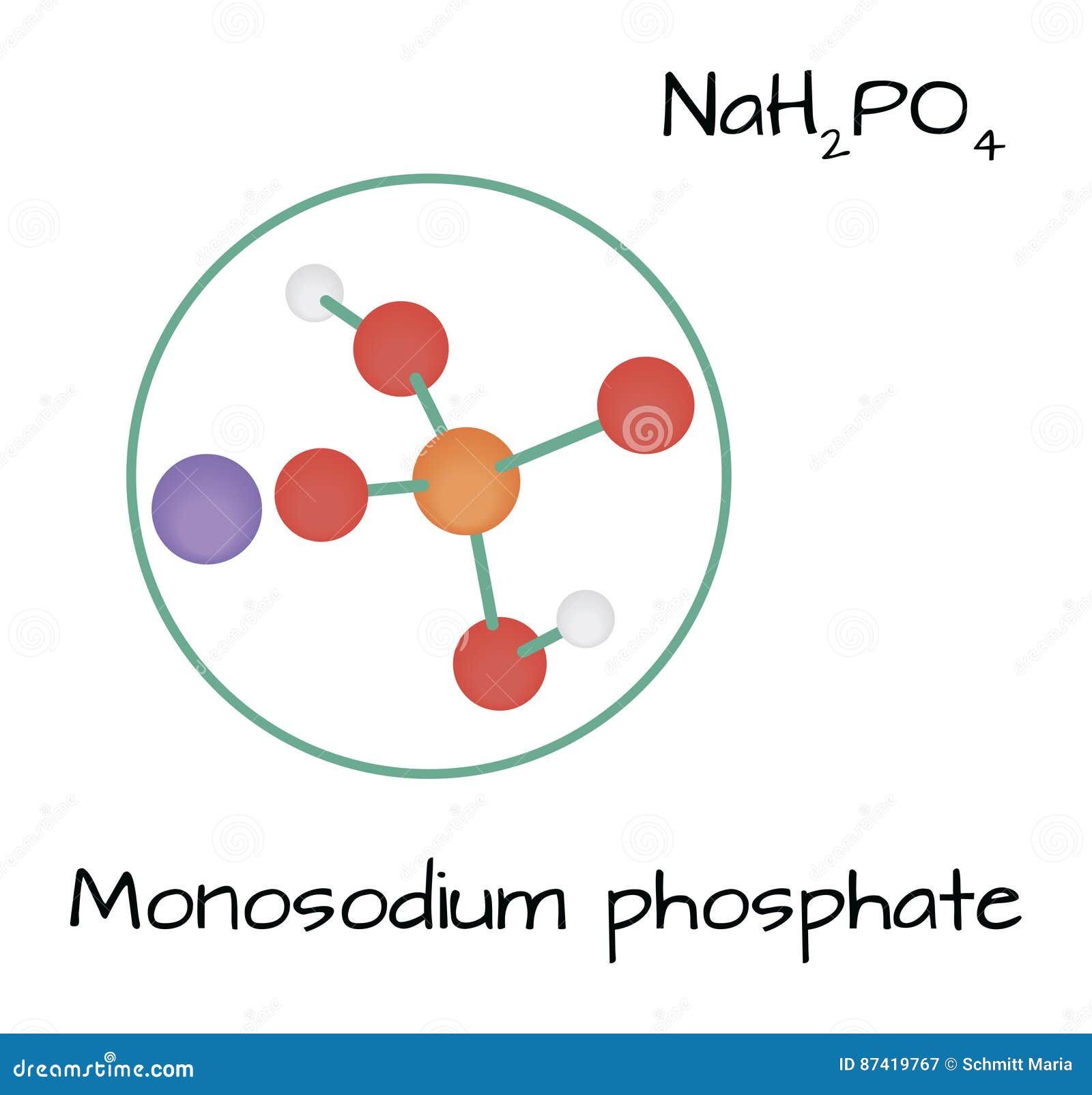 Molecule NaH2PO4 Monosodium Phosphate Stock Vector - Illustration of ...