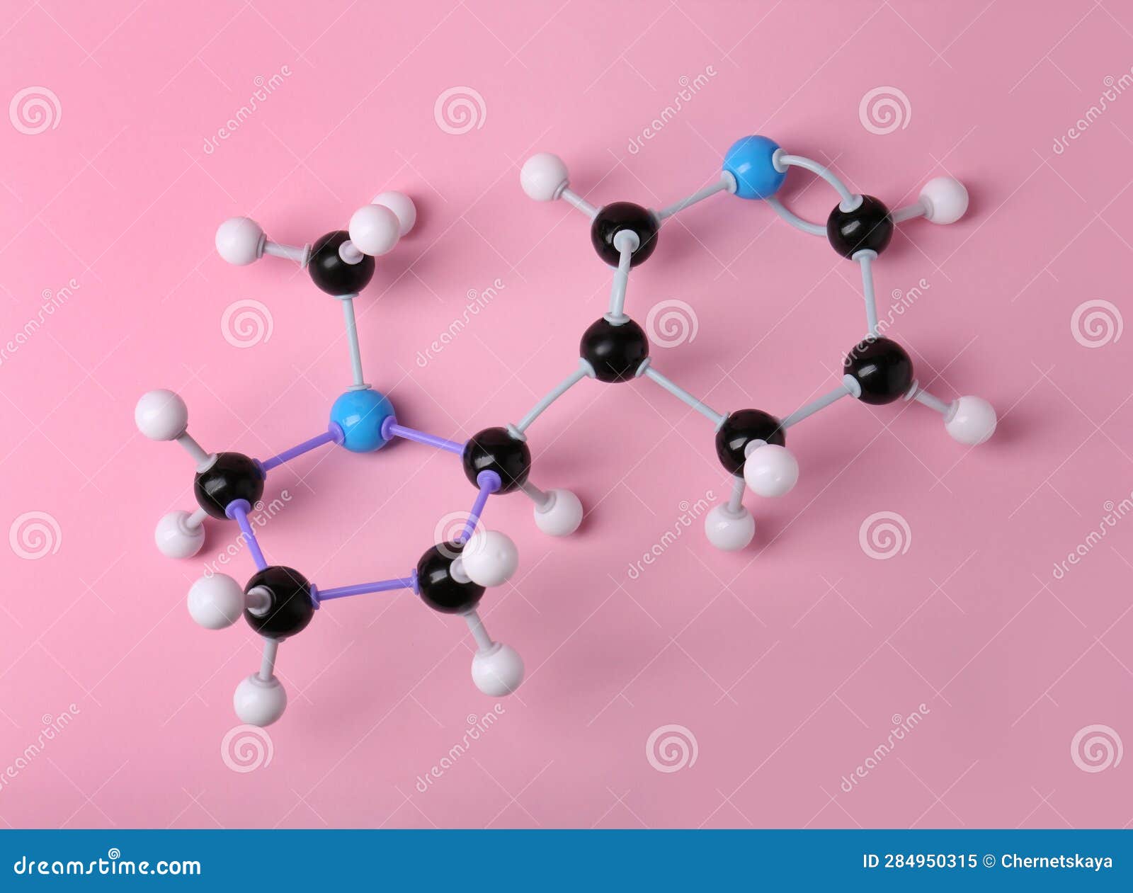 Molecule of Nicotine on Pink Background, Top View. Chemical Model Stock ...