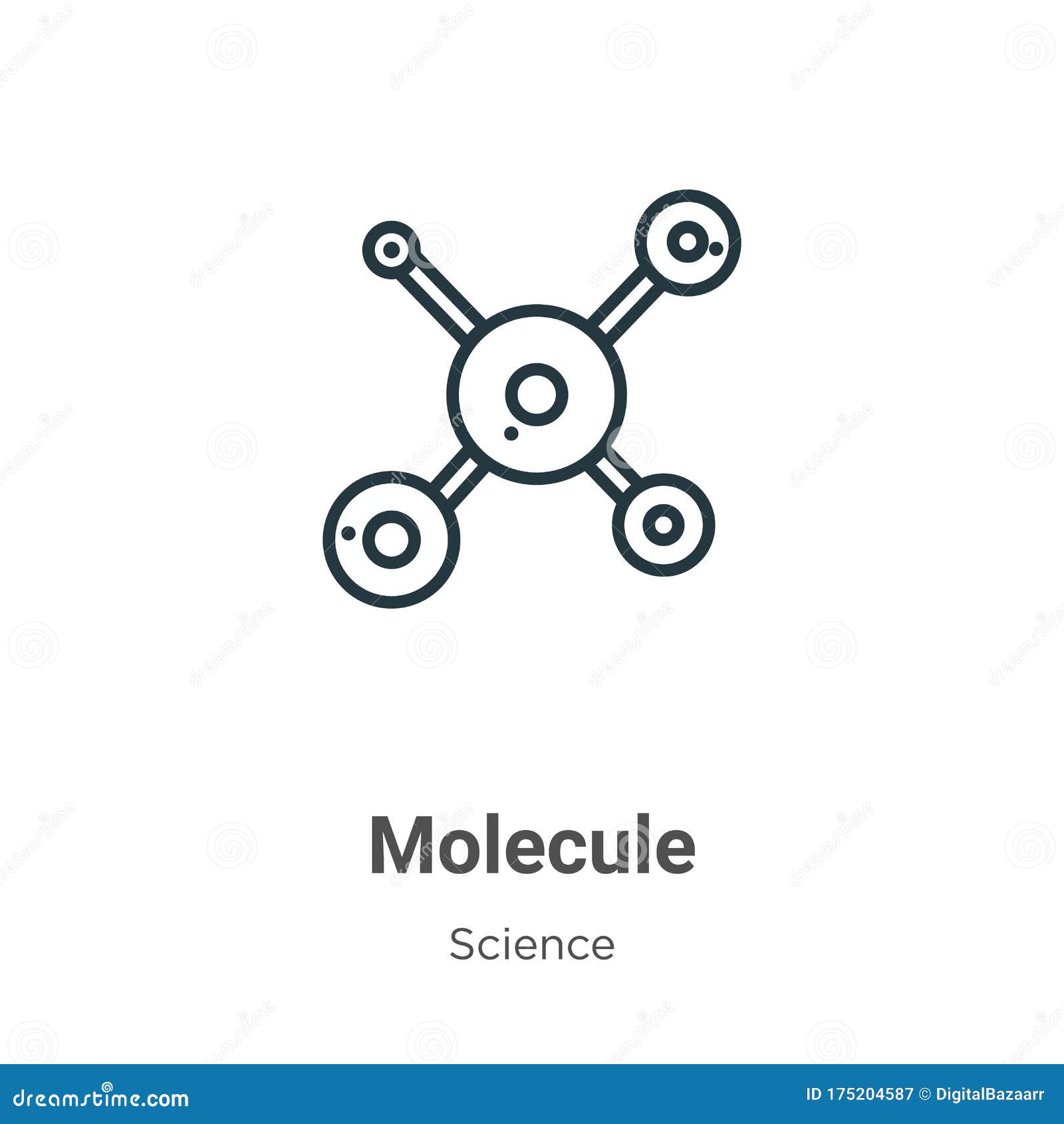 Molecule Outline Vector Icon. Thin Line Black Molecule Icon, Flat ...