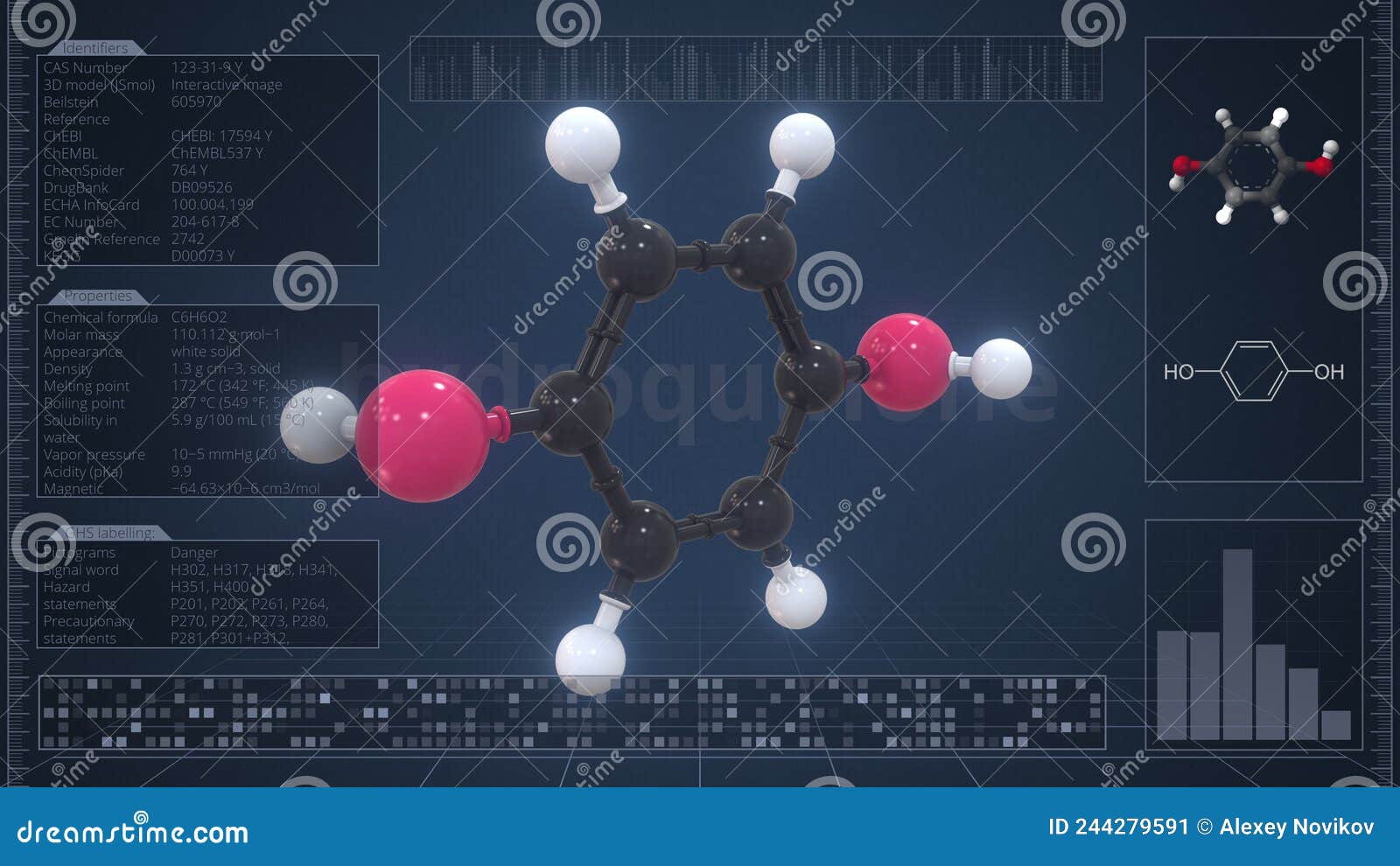 Hydroquinone Molecule, Conceptual Molecular Model. Chemical 3d ...