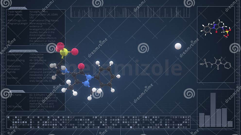 Metamizole Molecule with Description on the Computer Screen, 3d ...