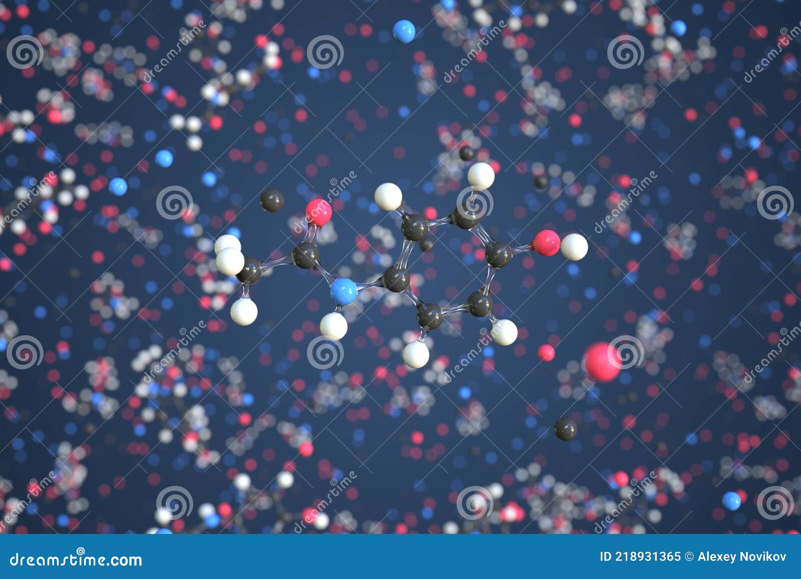 Paracetamol Molecular Structure, 3d Model Molecule, Acetaminophen ...