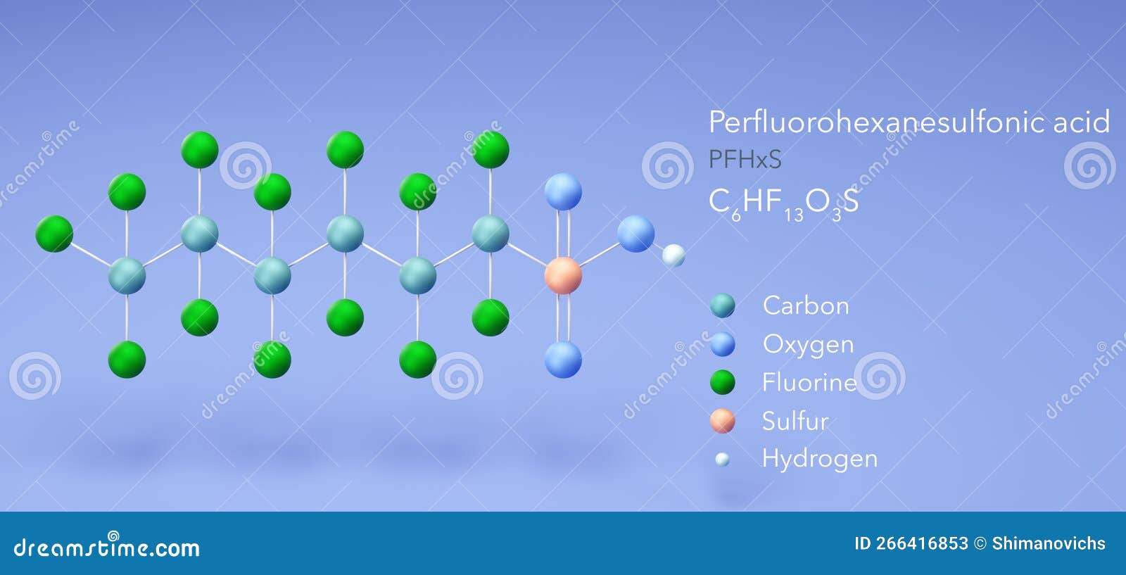 Molecule Perfluorohexanesulfonic Acid, Molecular Structures, PFHxS 3d ...