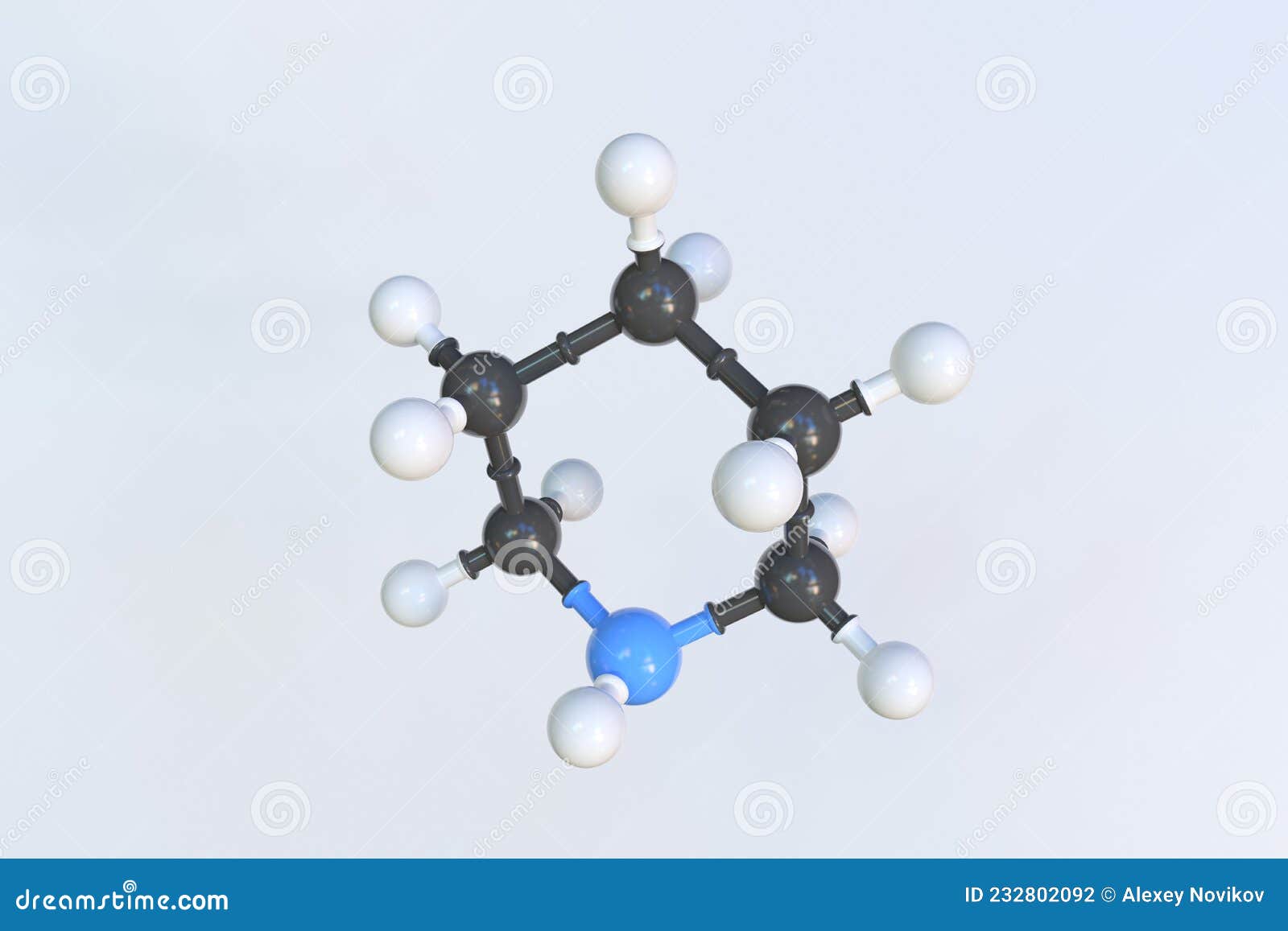 Molecule of Piperidine, Isolated Molecular Model. 3D Rendering Stock ...
