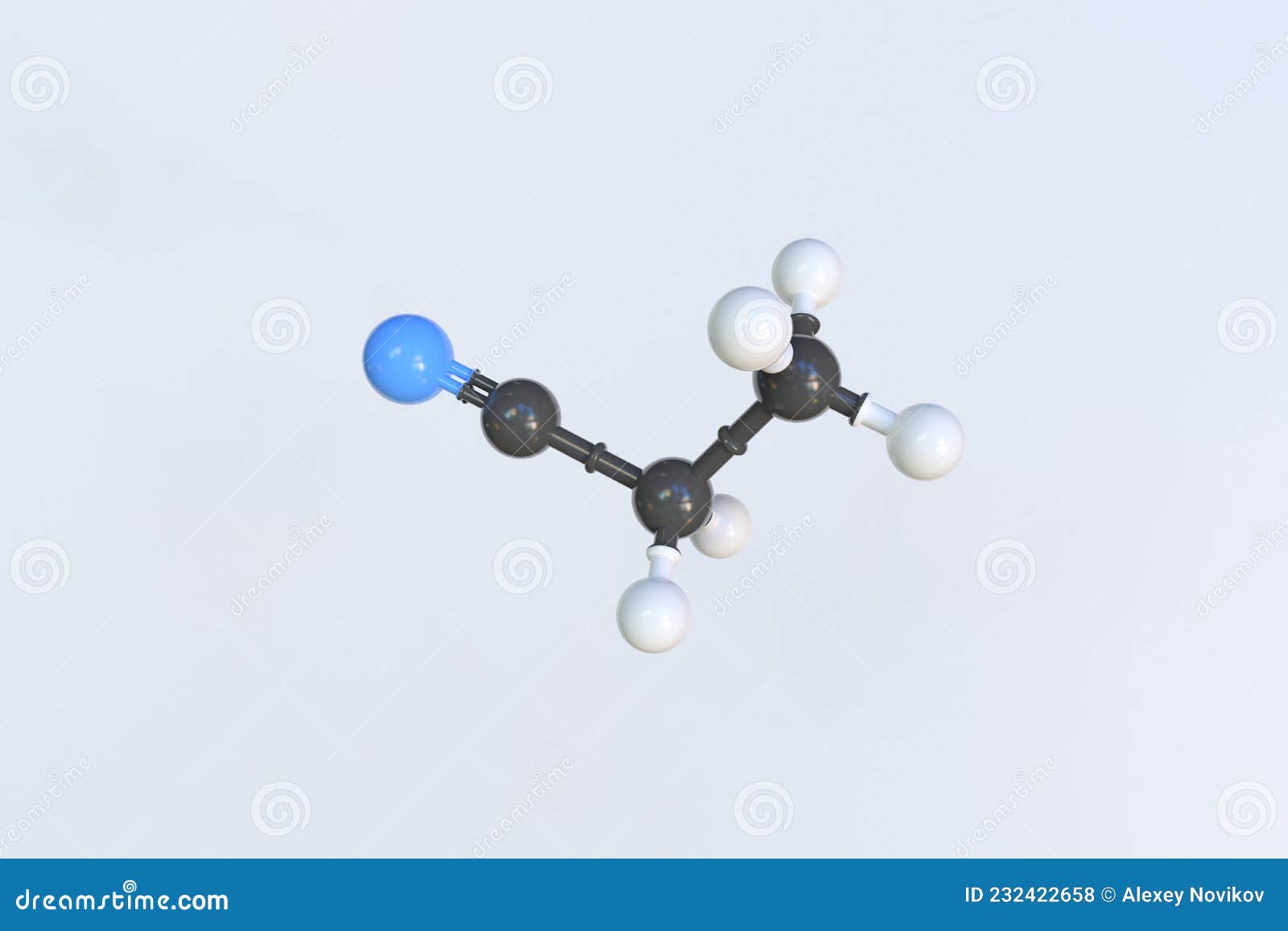 Molecule of Propionitrile, Isolated Molecular Model. 3D Rendering Stock ...