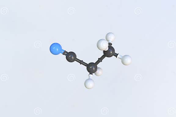 Molecule of Propionitrile, Isolated Molecular Model. 3D Rendering Stock ...