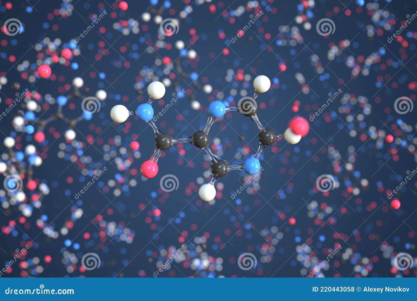 Molecule of Pyrazinamide. Molecular Model, Conceptual 3d Rendering ...