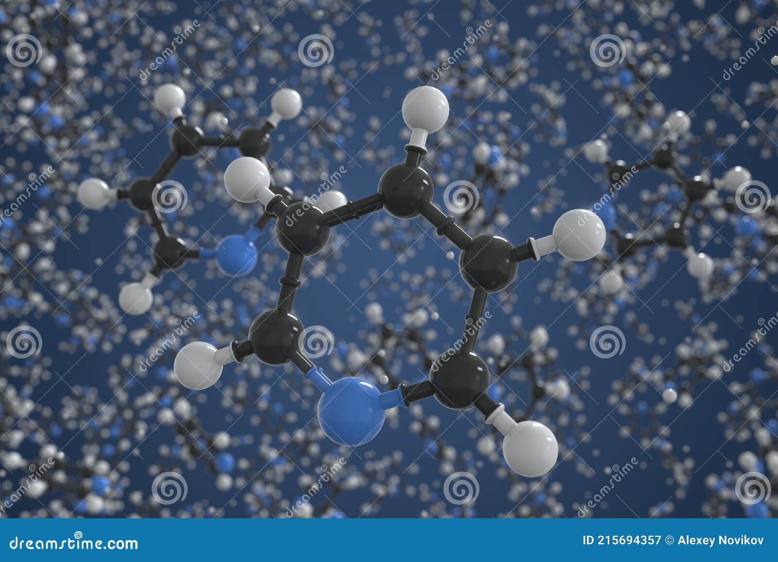 Molecule of Pyridine, Ball-and-stick Molecular Model. Scientific 3d ...