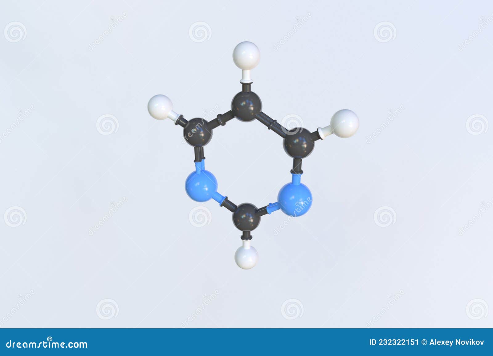 Molecule of Pyrimidine, Isolated Molecular Model. 3D Rendering Stock ...