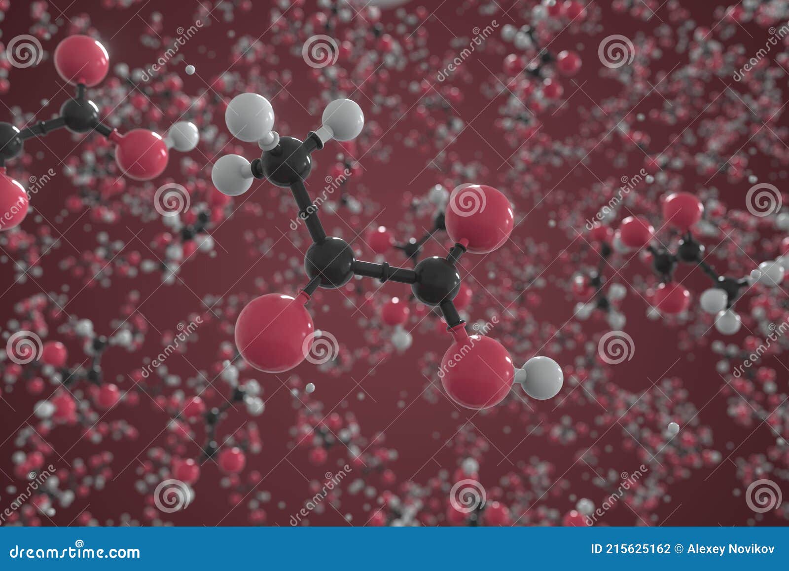Molecule of Pyruvic Acid, Ball-and-stick Molecular Model. Scientific 3d ...