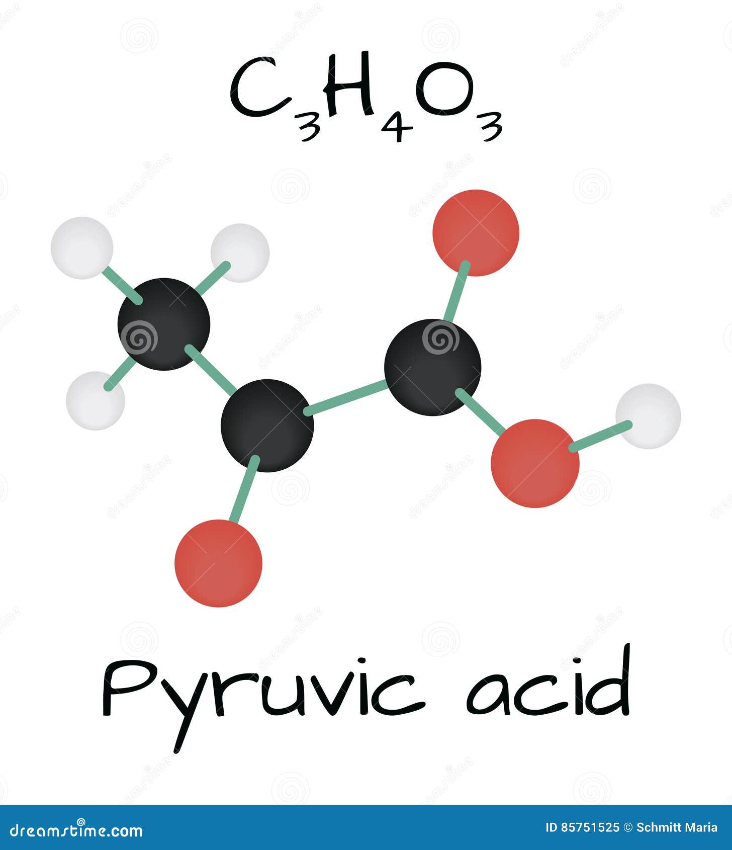 Molecule Pyruvic Acid C3H4O3 Stock Vector - Illustration of formula ...