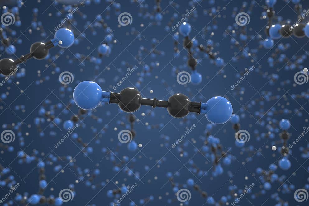 Cyanogen Molecule Made with Balls, Scientific Molecular Model. Chemical ...