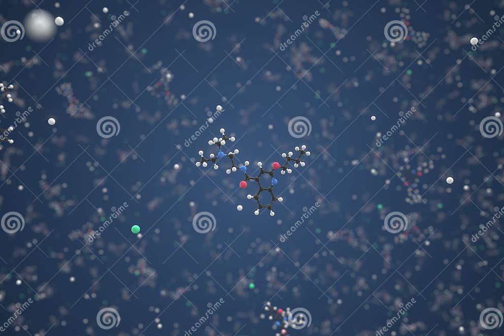 Dibucaine Hydrochloride Molecule Made with Balls, Conceptual Molecular ...