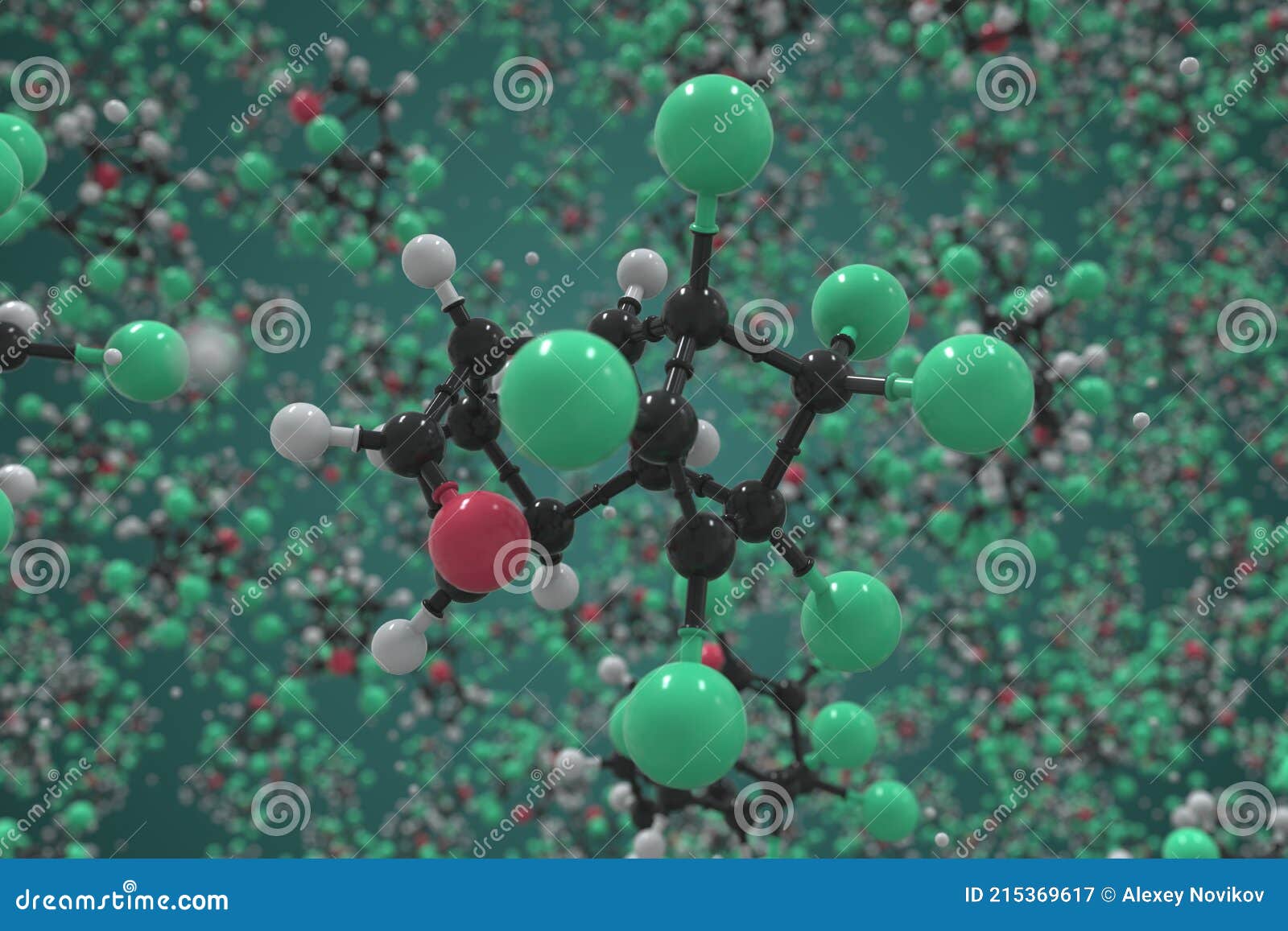 Dieldrin Molecule, Ball-and-stick Molecular Model. Chemical 3d ...