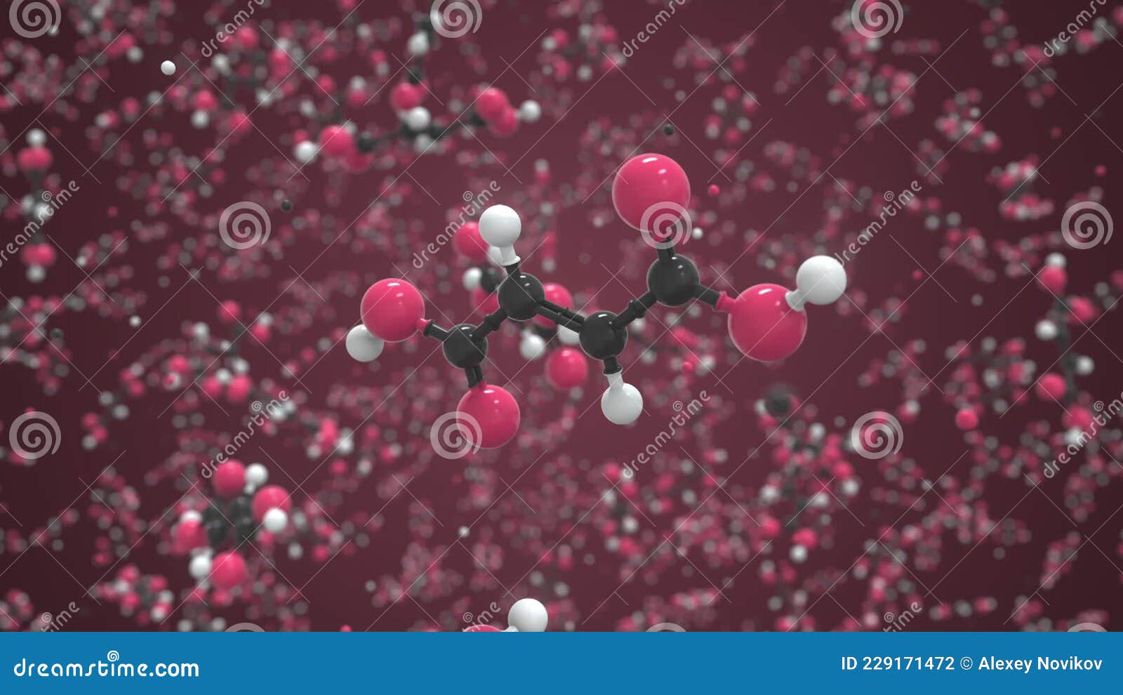 Fumaric Acid Molecule, Scientific Molecular Model, Looping 3d Animation ...