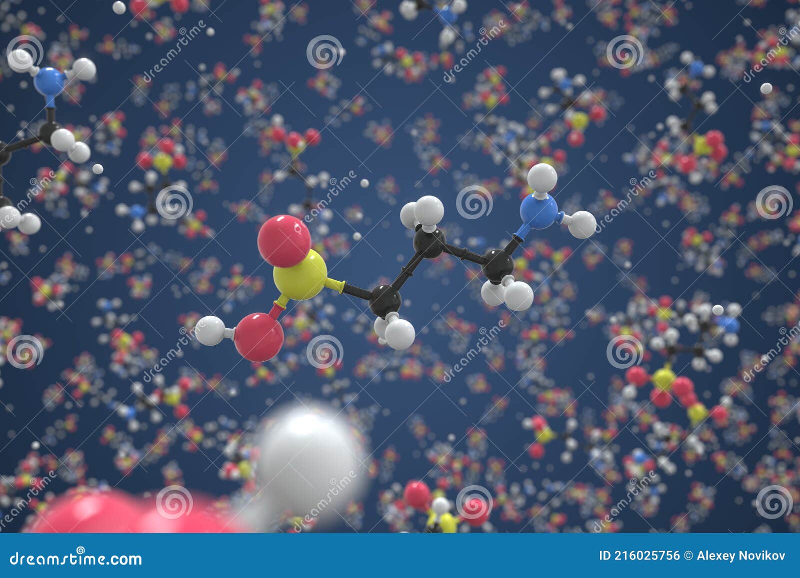 Homotaurine Molecule, Scientific Molecular Model, 3d Rendering Stock ...