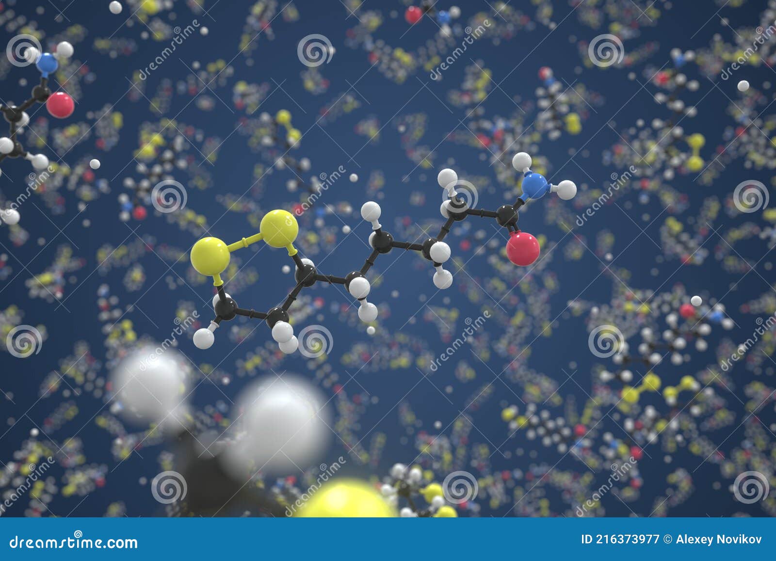 Lipoamide Molecule, Ball-and-stick Molecular Model. Chemical 3d ...